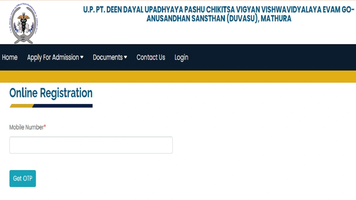 DUVASU Mathura PVT Admission 2026 Apply Online for UG, PG, PhD | UGEE ...